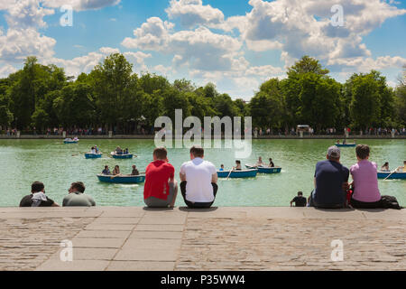 Blue Boats on Retiro Park Lake, Madrid, Spain Stock Photo - Alamy