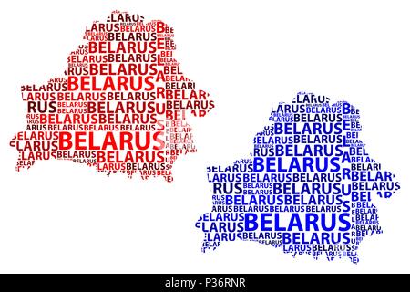 Typography map silhouette of Belarus in black and flag colors. Vector ...
