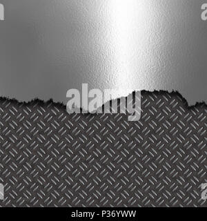 Damaged chrome metal on a diamond plate texture background Stock Photo ...