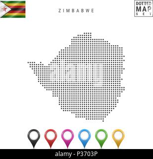 Zimbabwe editable outline map. Zimbabwean red border. Country name ...