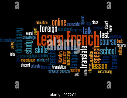 Learn French, word cloud concept on white background Stock Photo - Alamy