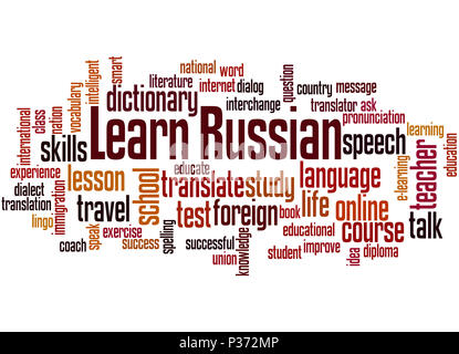 Learn Russian, word cloud concept on white background Stock Photo - Alamy
