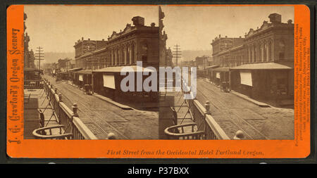 First street from the Occidental hotel, Portland, Oregon, by J. G ...