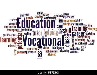 Vocational education, word cloud concept on white background Stock ...