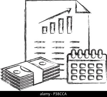 bills dollars with calendar vector illustration design Stock Vector ...