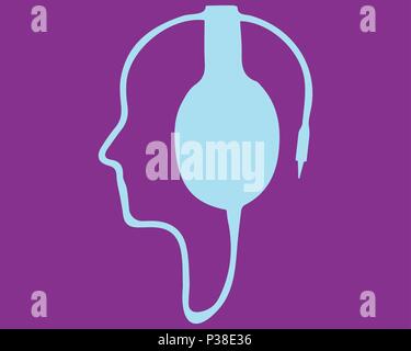 human profile with earphones Stock Vector Image & Art - Alamy