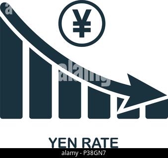 Yen Rate Decrease Graphic icon. Monochrome style design from diagram ...