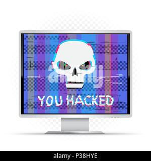 glitch hacker skull with text Stock Vector Image & Art - Alamy