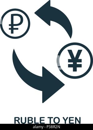 Yen To Ruble icon. Mobile app, printing, web site icon. Simple element sing. Monochrome Yen To ...