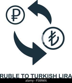 Turkish Lira To Ruble icon. Mobile app, printing, web site icon. Simple element sing. Monochrome ...