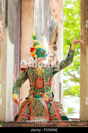 Thotsakan (ten faces giant) in Khon or Traditional Thai Pantomime as a ...