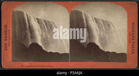 'American Fall from Below, Niagara,' by George Barker, is a 19th-century painting that captures ...