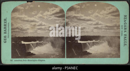 American Fall, moonlight, Niagara, by Barker, George, 1844 1894 Stock Photo - Alamy