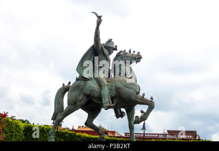Statue of Ignacio Allende on a horse in historic San Miguel de Allende ...