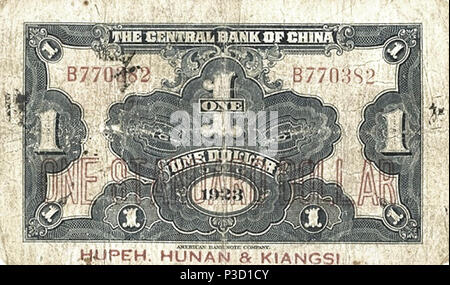 1 Dollar - Central Bank of China, Hunan, Kiangsi, 26 Kwangsi branch ...