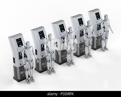3d rendering robot charge with electric charging station Stock Photo ...