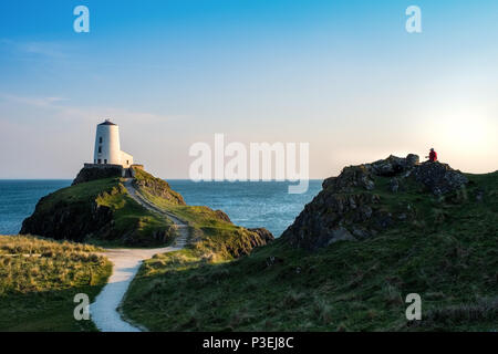The lighthouse on Llanddwyn Island near Newborough on the Anglesey ...