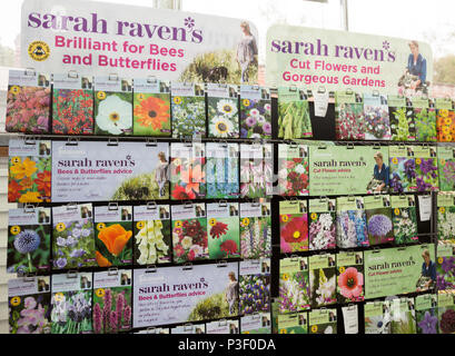 Sarah Raven seeds on sale in a garden centre, cut flowers seed packets ...