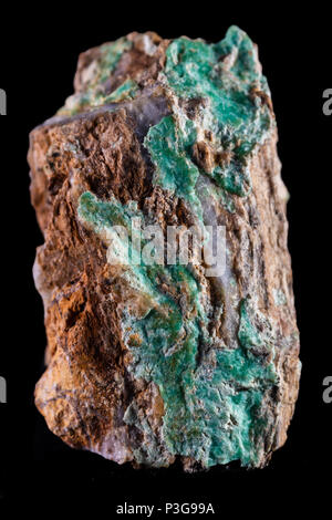 Natural uncut, raw turquoise stone (CuAl6(PO4)4(OH)8·4H2O) on white ...