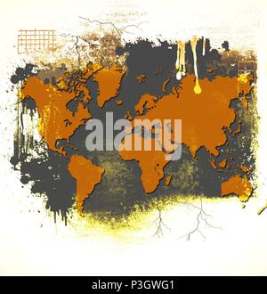 black dripping on yellow brick background for art wallpaper Stock Photo ...