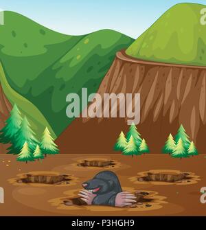 A mole in hole cartoon illustration Stock Vector Image & Art - Alamy
