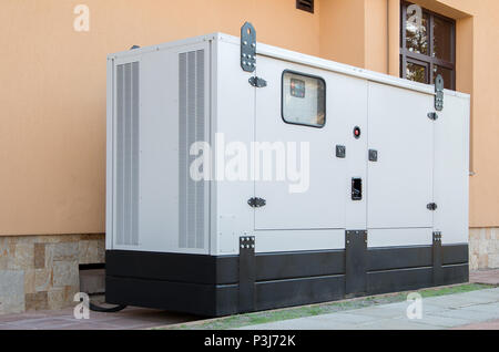 Diesel generator for emergency electric power near the building Stock ...