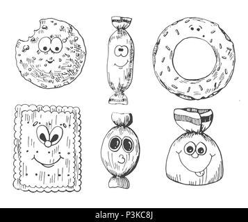 Cartoon character of white candy wrap with smile expression Stock ...