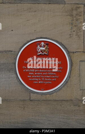 Peterloo plaque, Manchester Stock Photo - Alamy