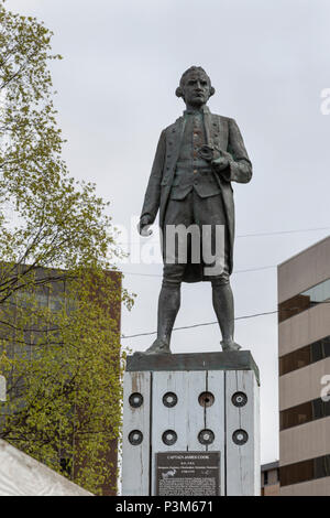 Resolution Park, Anchorage, Alaska, with statue of Capt. James Cook ...