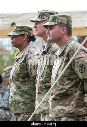 Lt. Col. Stacey Freeman, outgoing commander, Troop Command, stands in ...