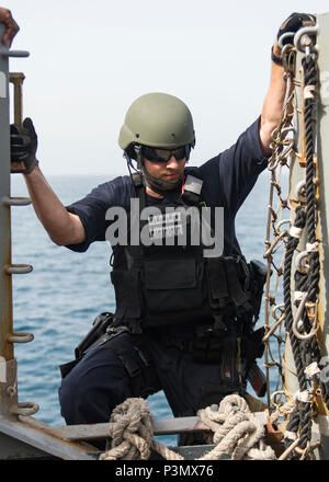 ARABIAN GULF, board, ladder, Sailors, search and seizure team, training ...