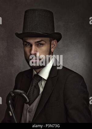 Englishman and gentleman. Retro styled male portrait Stock Photo - Alamy