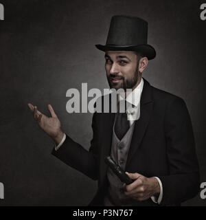Englishman and gentleman. Retro styled male portrait Stock Photo - Alamy