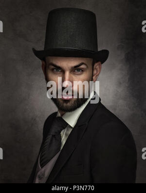 Englishman and gentleman. Retro styled male portrait Stock Photo - Alamy