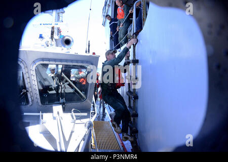 A french coast guard boat during the Tall Ships Race in St Malo ...