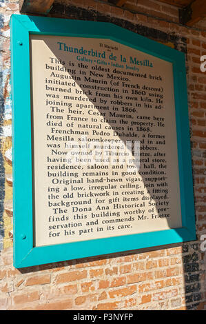 New Mexico, Mesilla, Thunderbird de la Mesilla, oldest documented brick ...