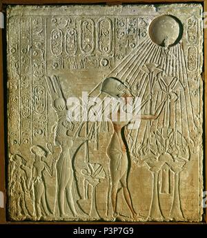 The Stela of Akhenaten and his family; Egyptian Museum in Cairo ...