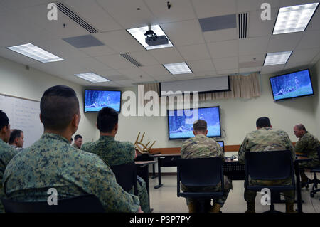 Singapore Armed Forces Soldiers watch a demonstration by where a CH-47D ...