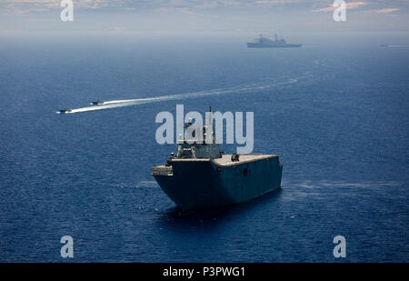 LHD Landing Craft from HMAS Canberra sail in formation off the coast of ...