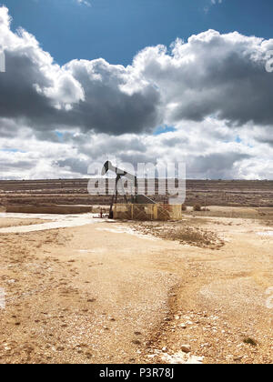 Oil pumping equipment. Ayoluengo petroleum field. Burgos, Spain. Energy ...