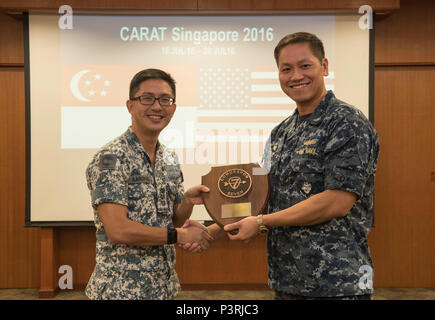 U.S. Marine Corps Col. Aaron Brunk, left, Joint Exercise Support Group ...