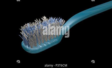 Toothbrush with frayed , dirty, old bristles. 3d render. Wide view ...