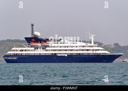 The Cruise Ship MV Corinthian anchoring at the Isles of Scilly ...