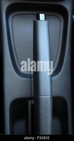Manual brake in interior of modern car close up Stock Photo - Alamy