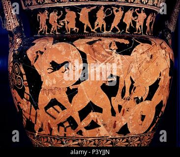 CERAMICA DE FIGURAS ROJAS. Location: MUSEO ARQUEOLOGICO-CERAMICA GRIEGA ...