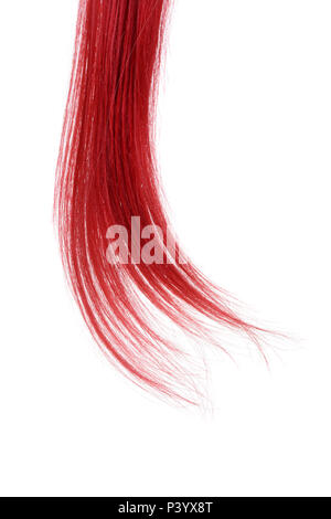 Red hair wavy strand. Isolated on black background. Shiny haircare ...
