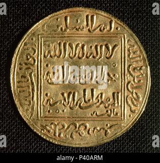 MONEDA-DINAR-PERIODO NAZARI 1238/72-ORO-ACUÑADO EN MALAGA-REVERSO ...