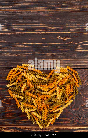 Valentines Day decoration from fusilli macaroni. Heart from spiral ...