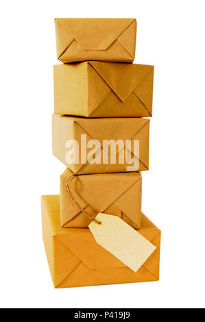 Tall stack of paper isolated on white background Stock Photo - Alamy