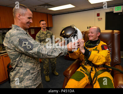 Lt. Col. Todd Larsen, 5th Reconnaissance Squadron commander, waits as ...